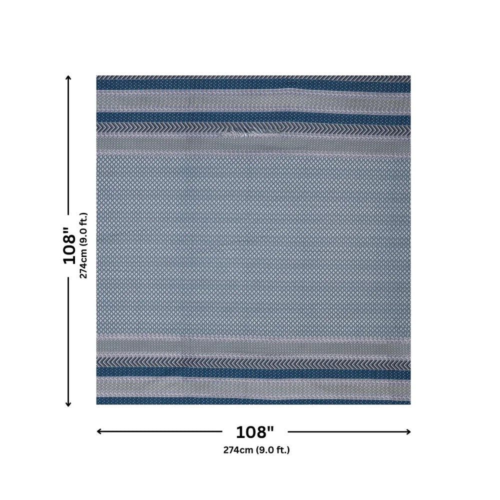 Grey & Blue Geometric Stripe & Chevron Pure Cotton King Size Bedsheet ...